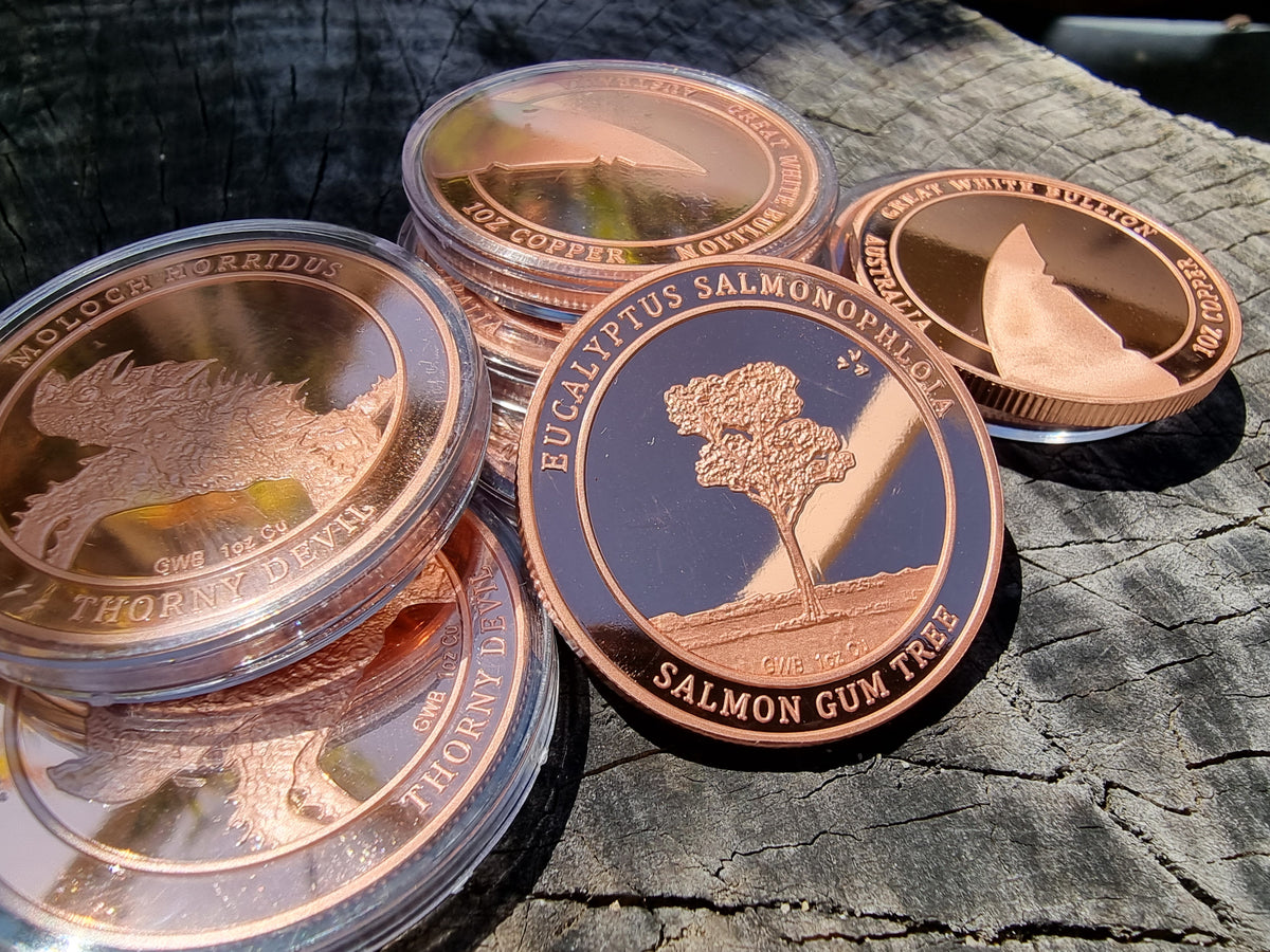 1 Ounce Copper Round - Australian Salmon Gum Tree Coin - Eucalyptus Sa ...