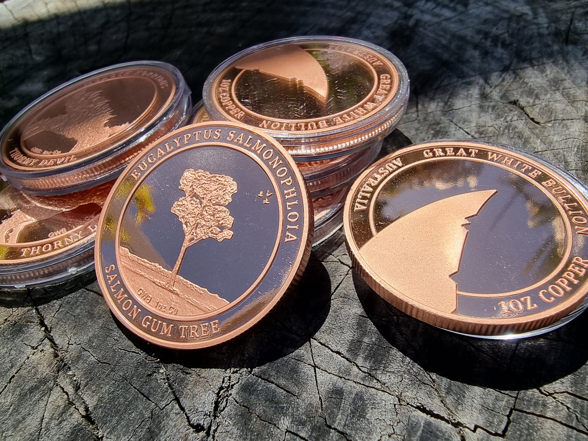 1 Ounce Copper Round - Australian Salmon Gum Tree Coin - Eucalyptus Sa ...