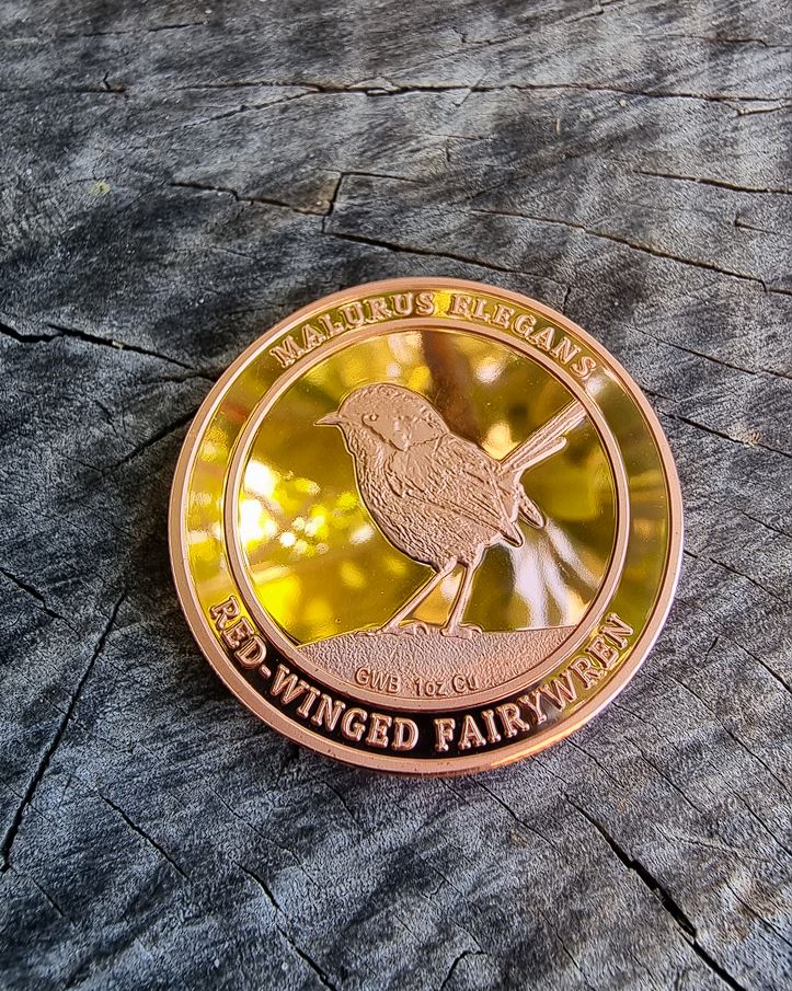 1 Ounce Copper Round - Australian Red-winged Fairywren Coin - Malurus ...
